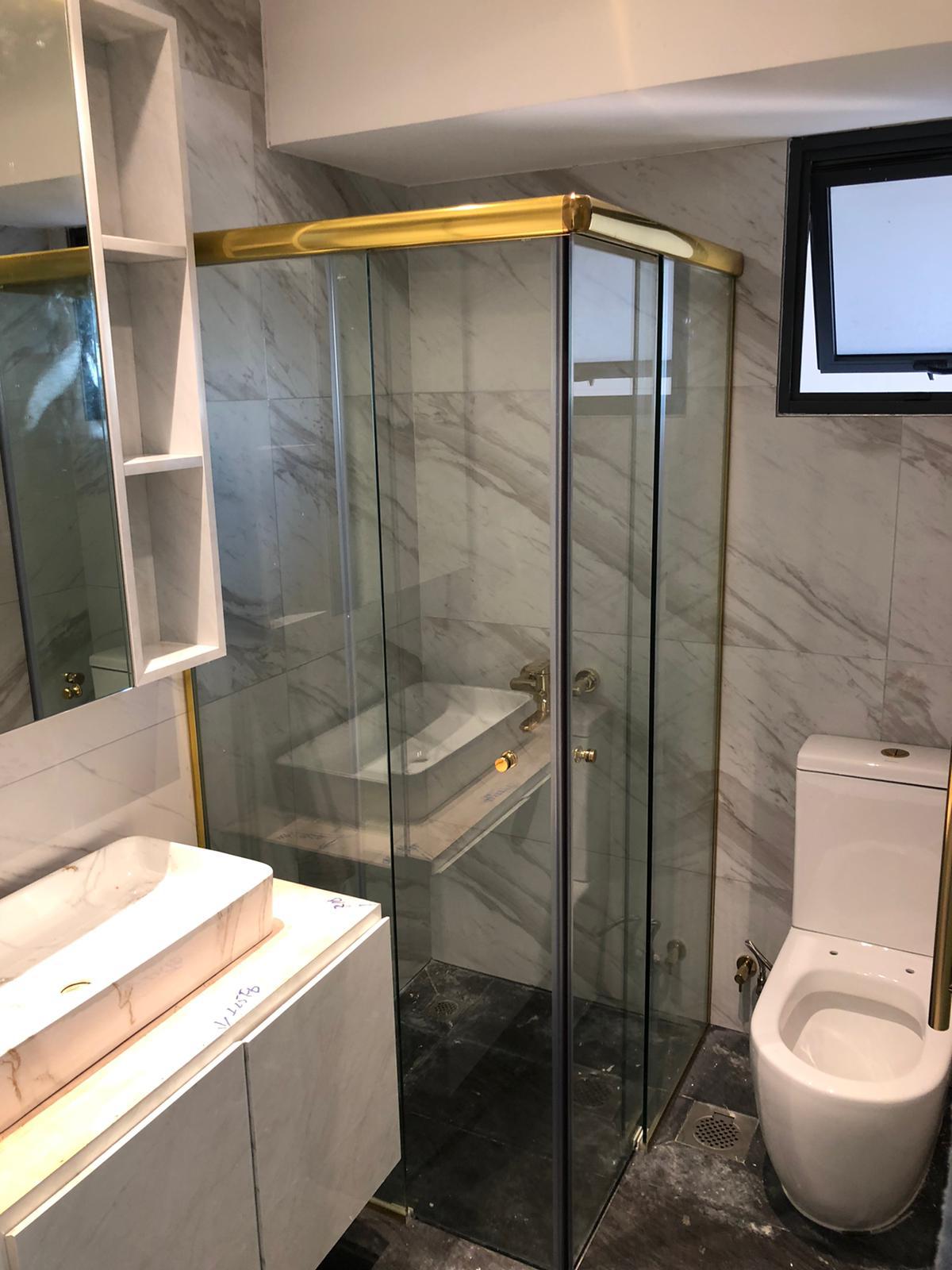 Corner Entry Shower Screen | M Aluminium & Glass Pte Ltd - Metal and ...