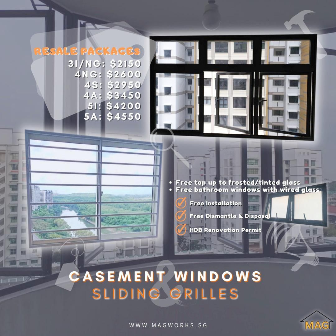Sliding Windows and Sliding Grilles - HDB Resale Package - Metal and ...